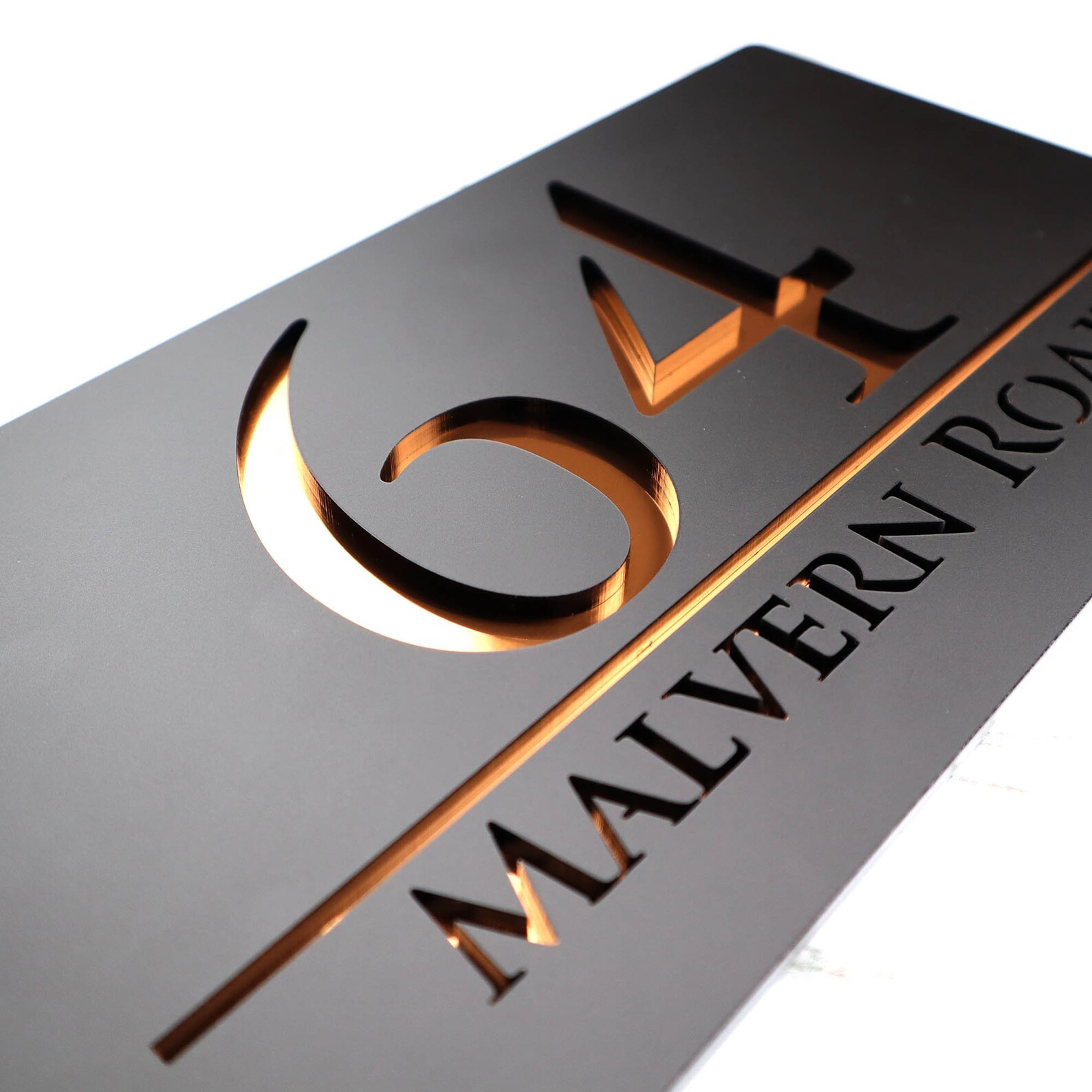 K Smart Sign Bellissima H3 Laser Cut Matt Black & Copper Mirror ...