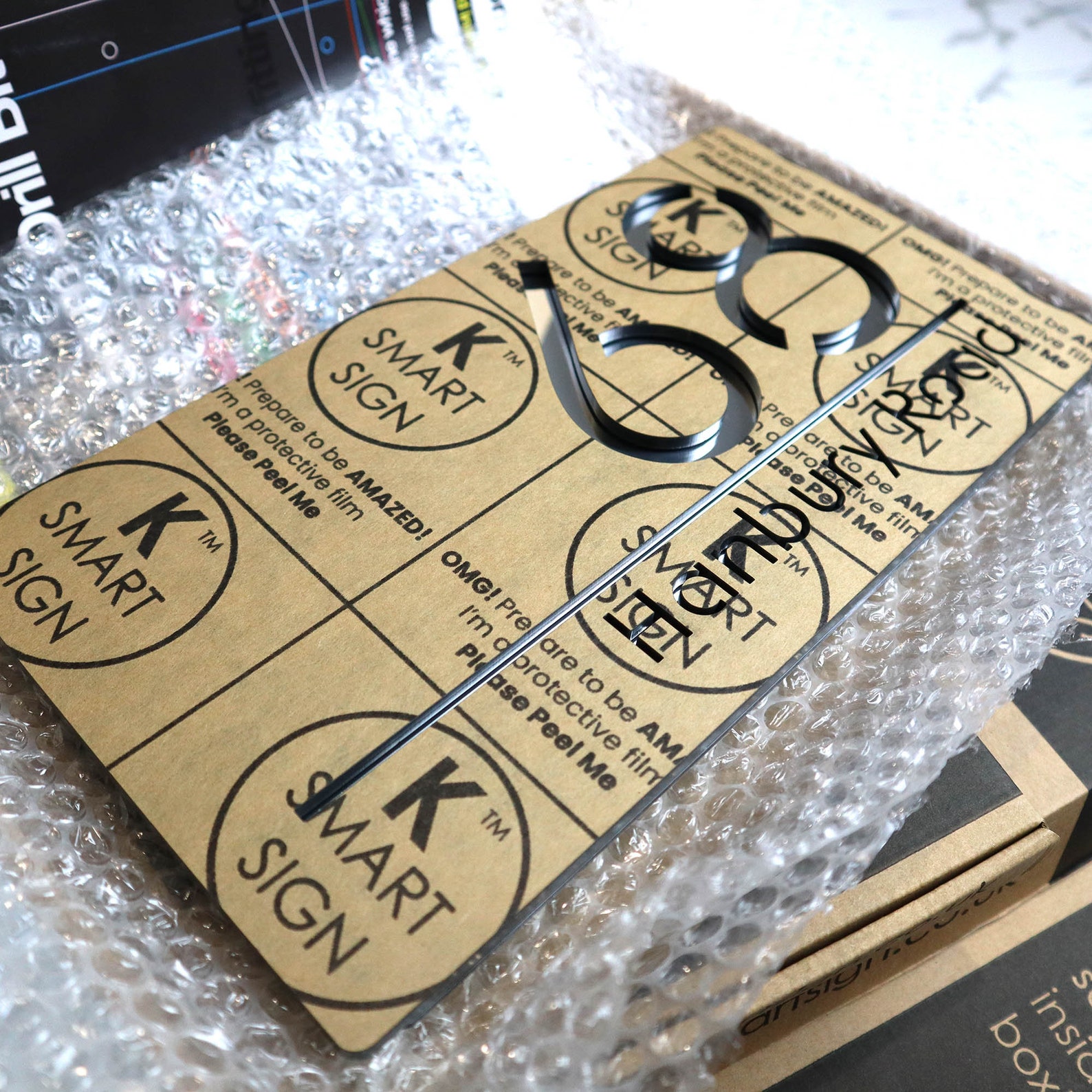 K Smart Sign | Bellissima S1 | Laser Cut Matt White & Black Mirror ...