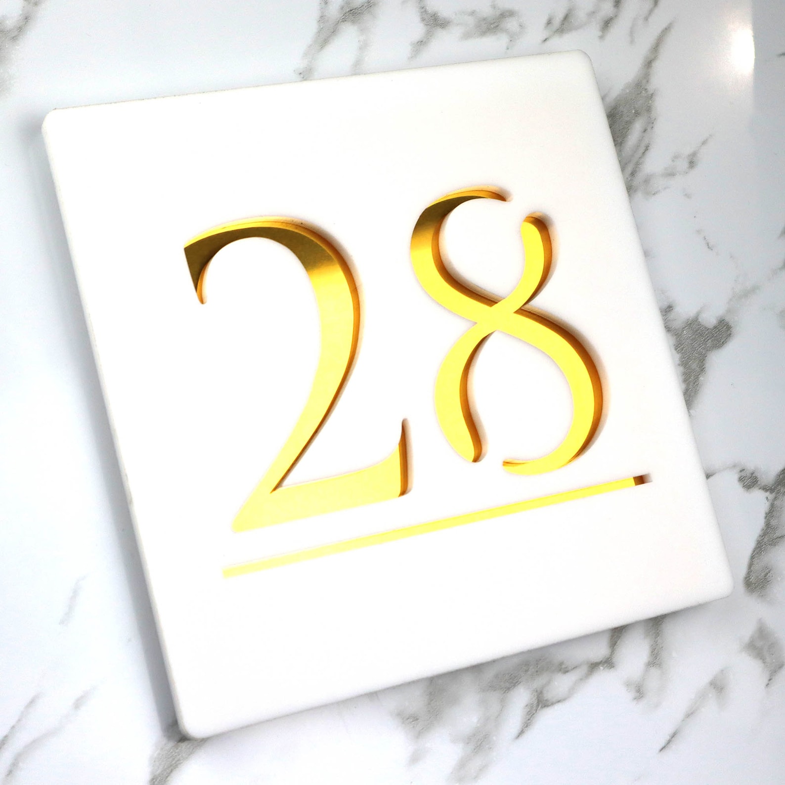 K Smart Sign | Bellissima S1 | Laser Cut Matt White & Gold Mirror ...