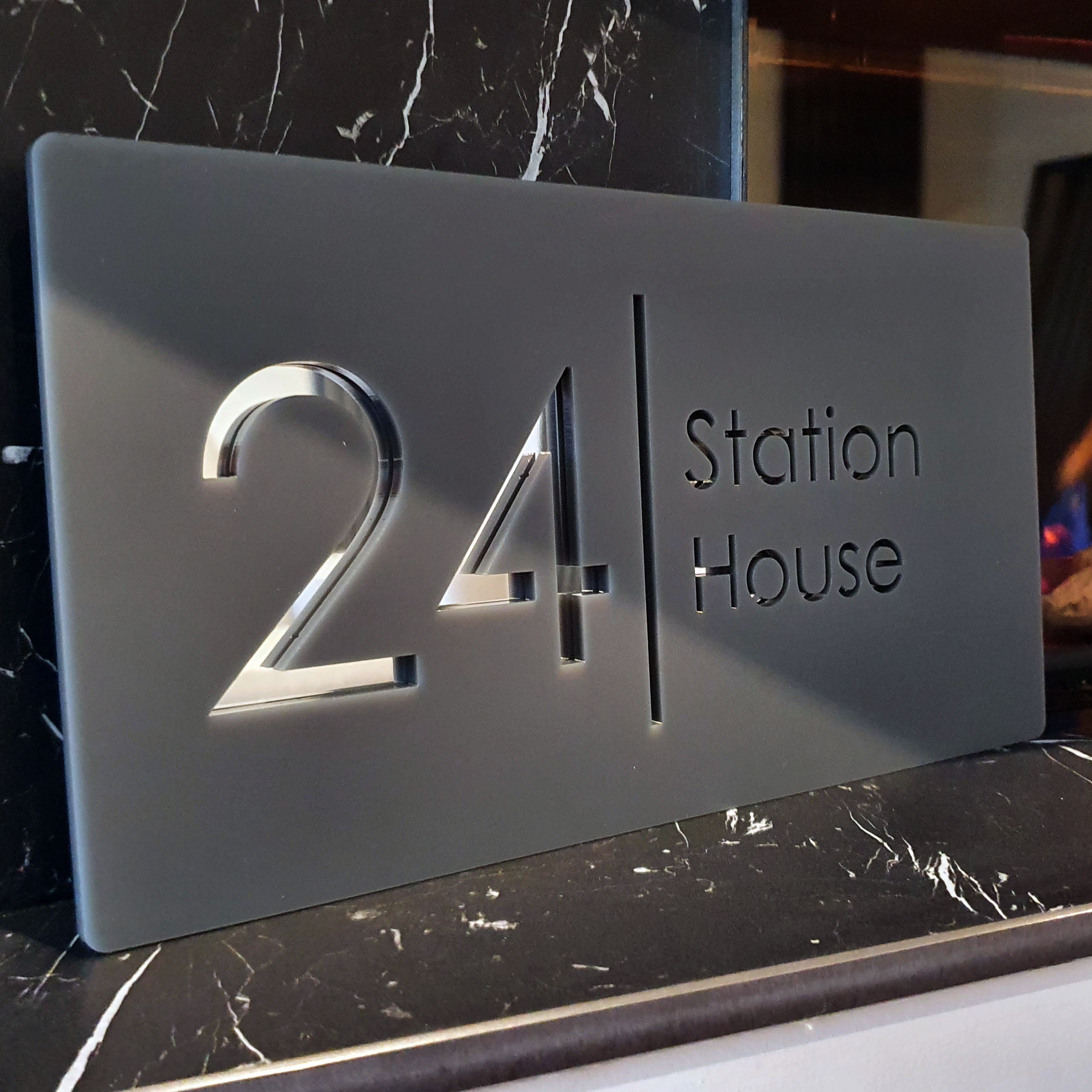 K Smart Sign Bellissima H2 Laser Cut Matt Dark Gray | Etsy