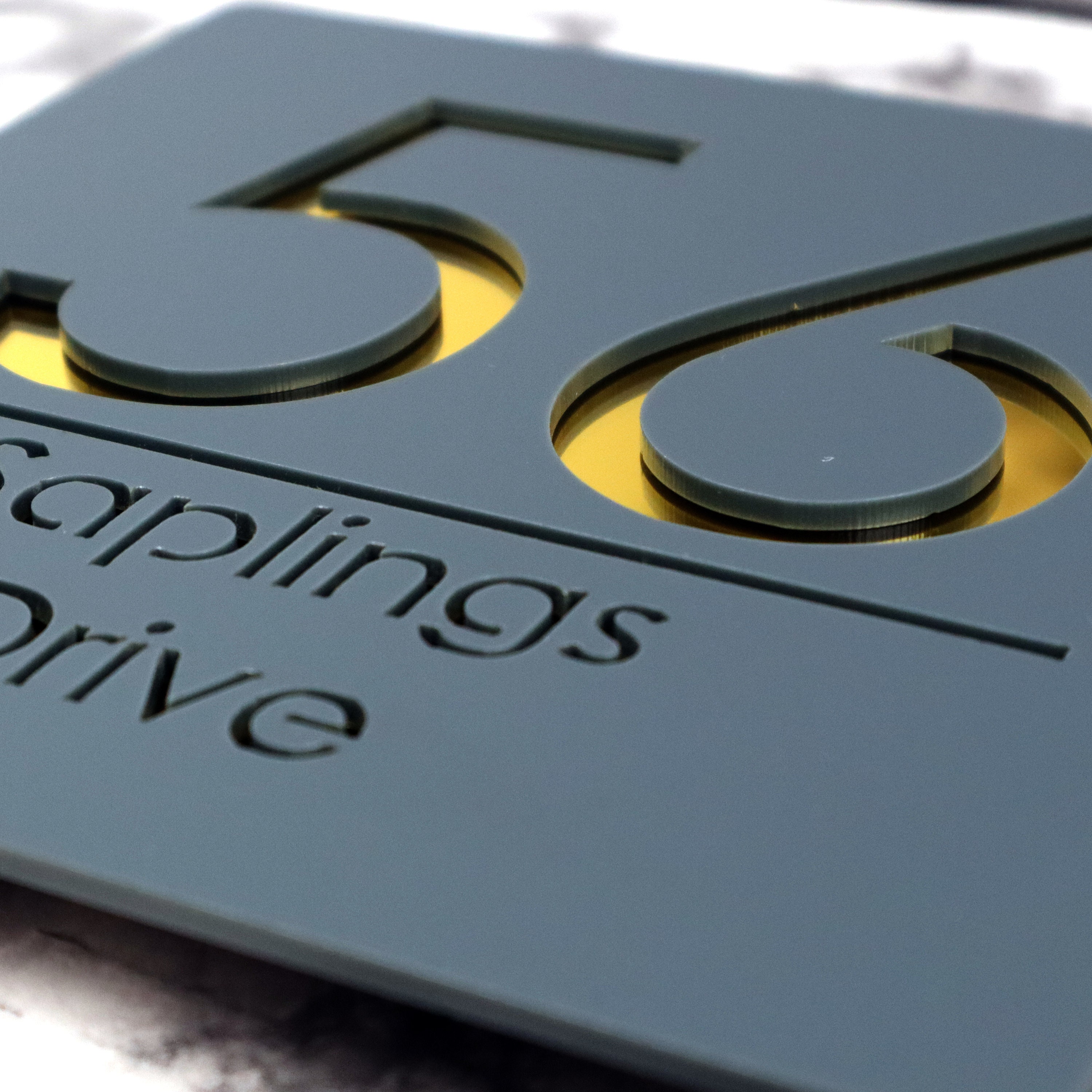 K Smart Sign | Bellissima S1 F31 | Laser Cut Matt Grey & Gold Mirror ...