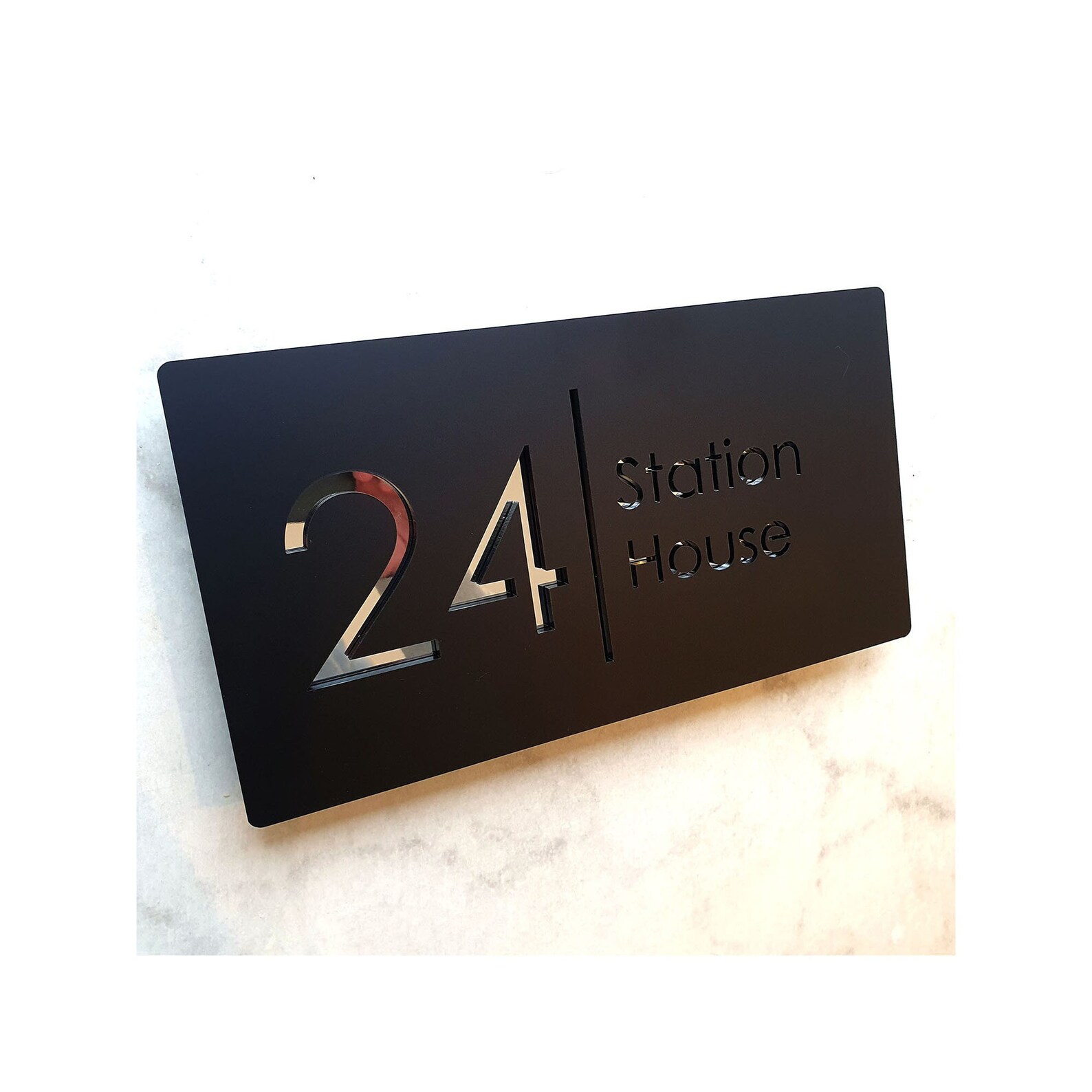 K Smart Sign Bellissima H2 Laser Cut Matt Black & Silver | Etsy