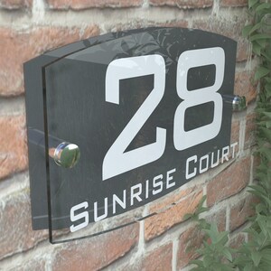 K Smart Sign Modern House Signs Plaque Door Number Street Glass Effect ...