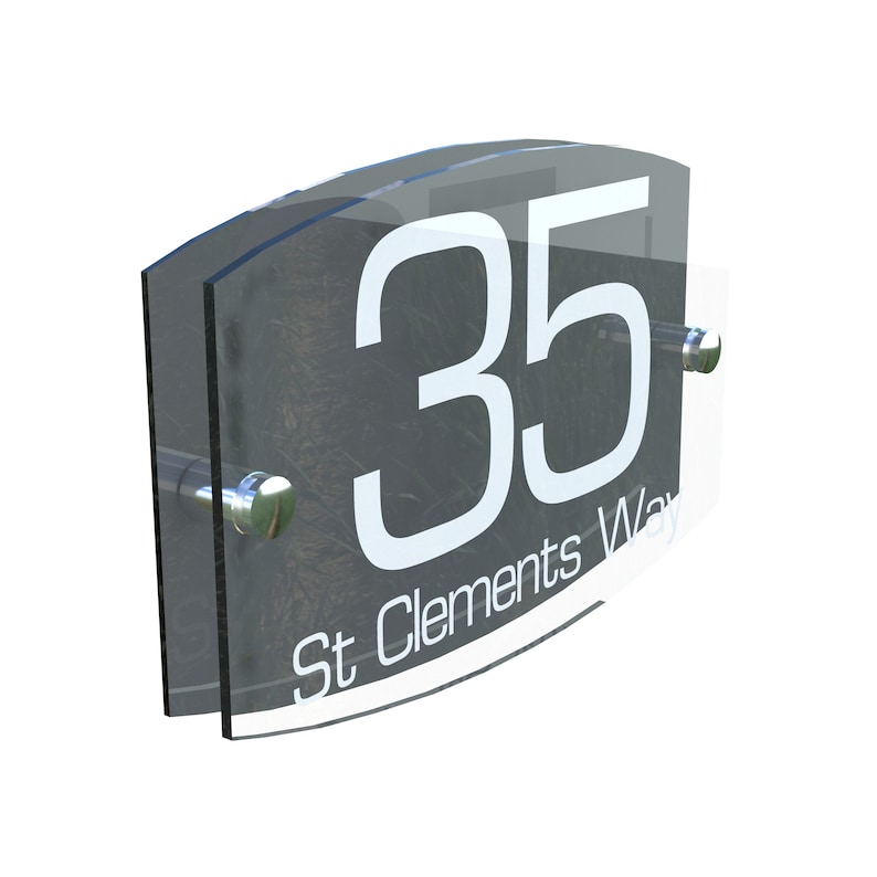 K Smart Sign Modern House Signs Plaque Door Number Street Glass Effect ...