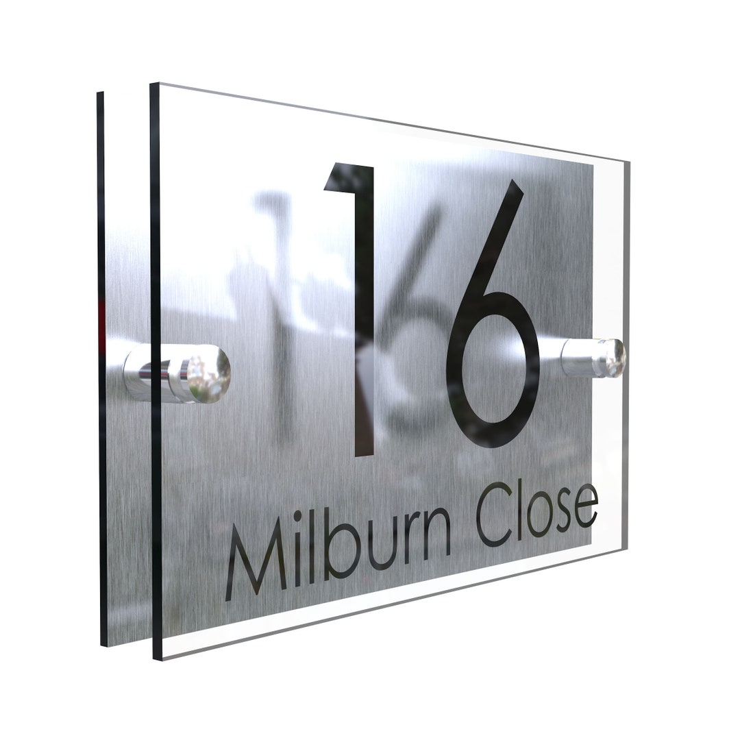 Modern Contemporary Property Number Door Sign Plaque (PRESA5-27B-S-C ...
