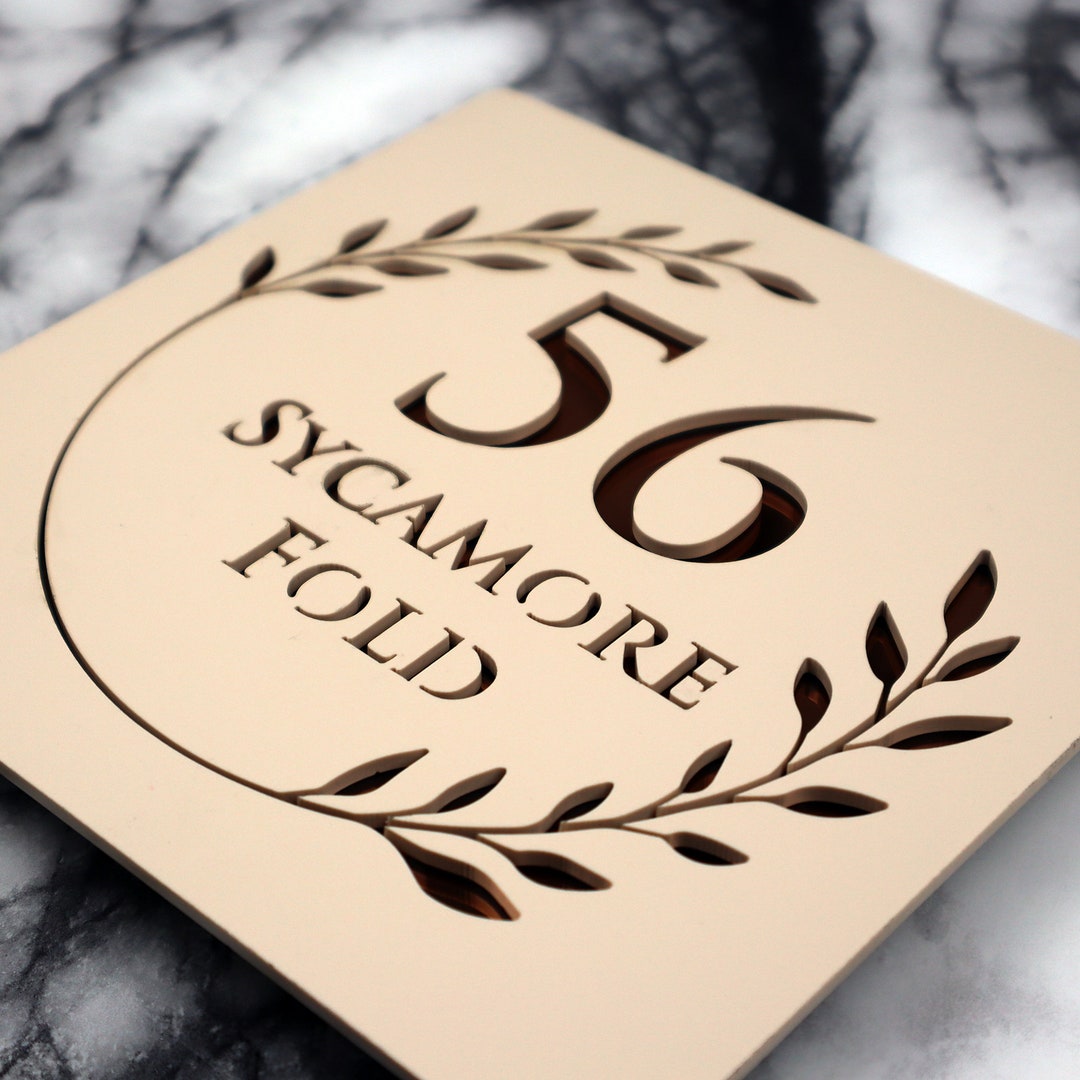 K Smart Sign | Floral S1 | Matt Beige Khaki Cream Decorative Square ...