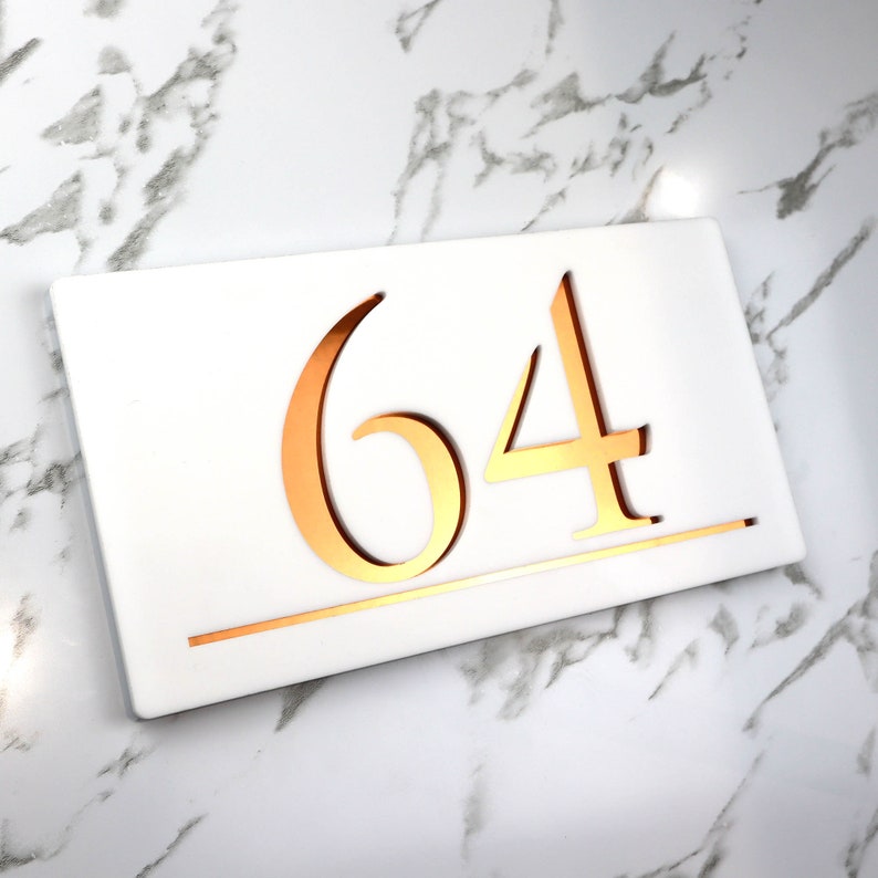 K Smart Sign | Bellissima H3 | Laser Cut Matt White & Copper Mirror ...