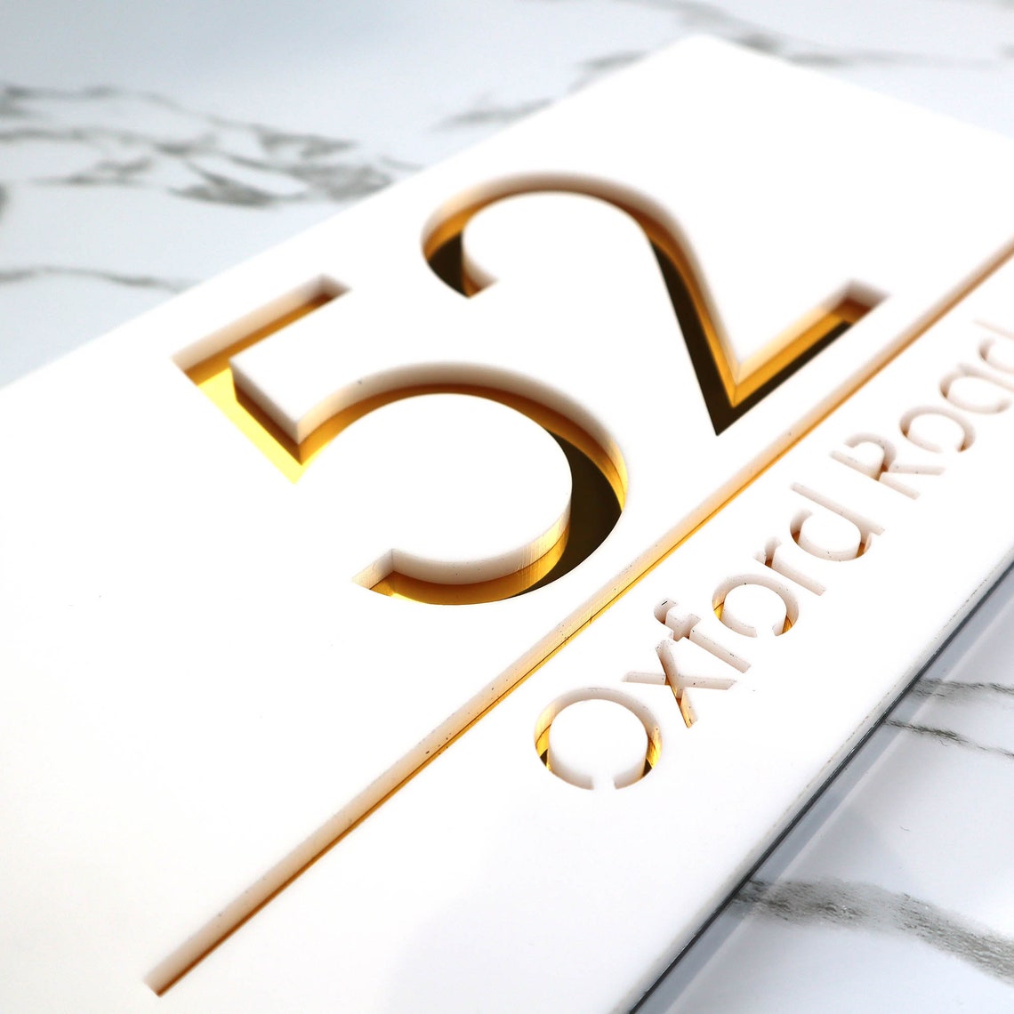 K Smart Sign Laser Cut Matt White & Gold Mirror Personalised - Etsy