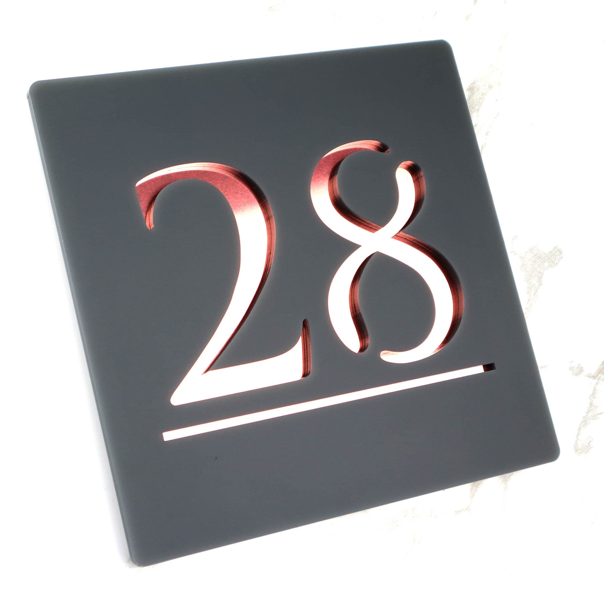 K Smart Sign | Bellissima S1 | Laser Cut Matt Grey & Rose Gold Mirror ...