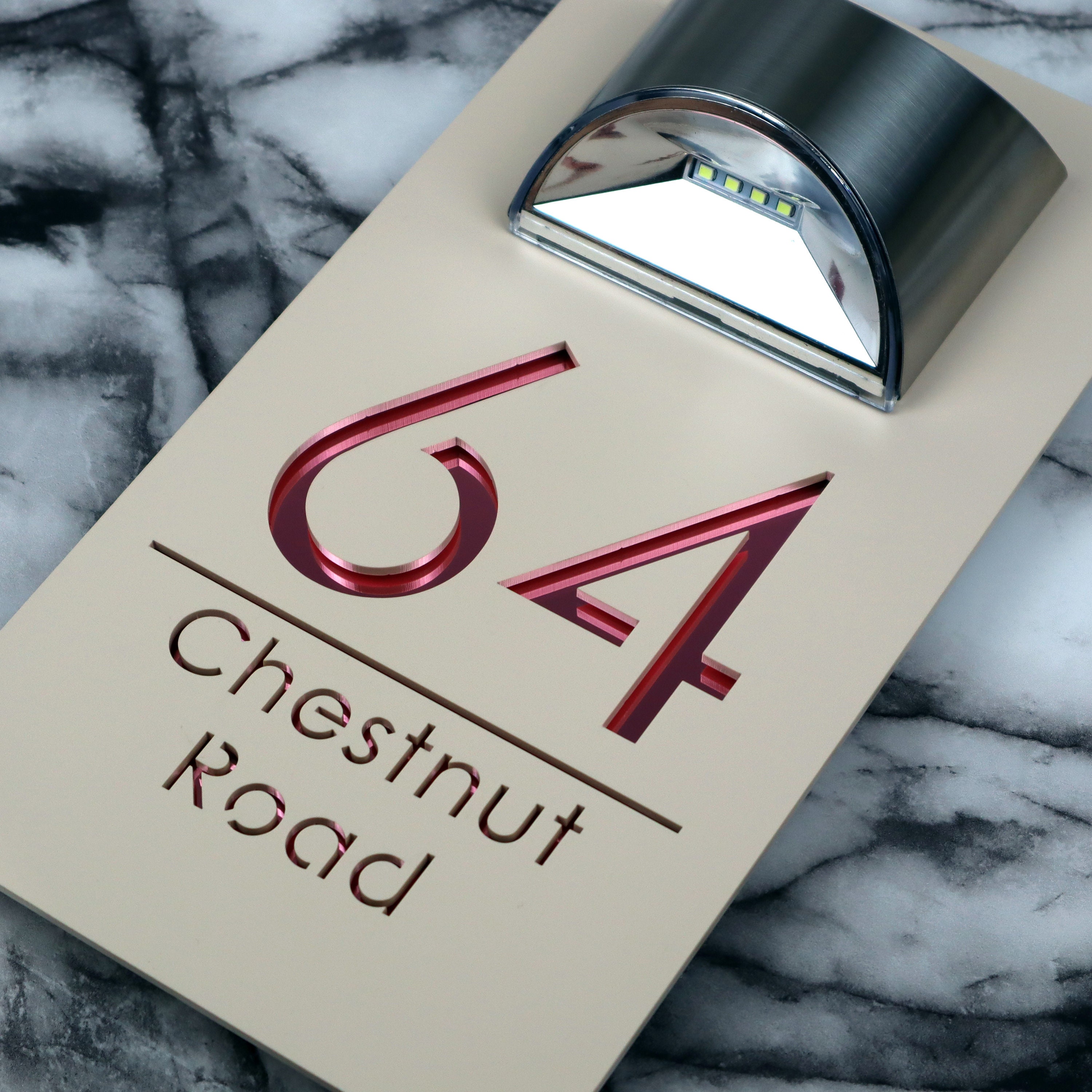 Matt Beige House Sign With Solar Light Laser Acrylic Mirror Marble ...