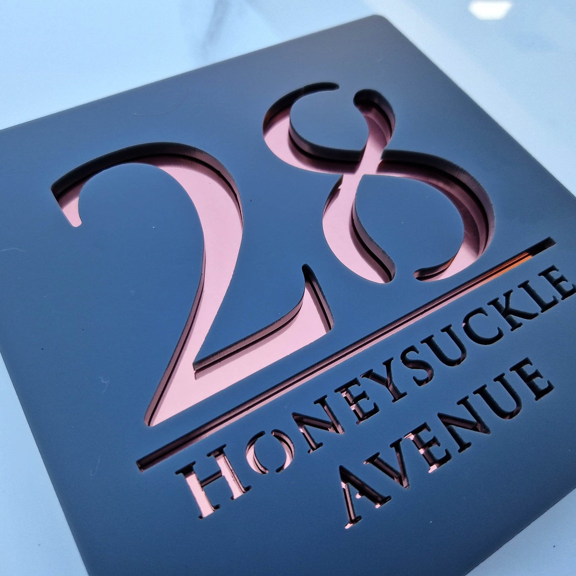 K Smart Sign Bellissima S1 Laser Cut Matt Grey & Rose Gold - Etsy UK