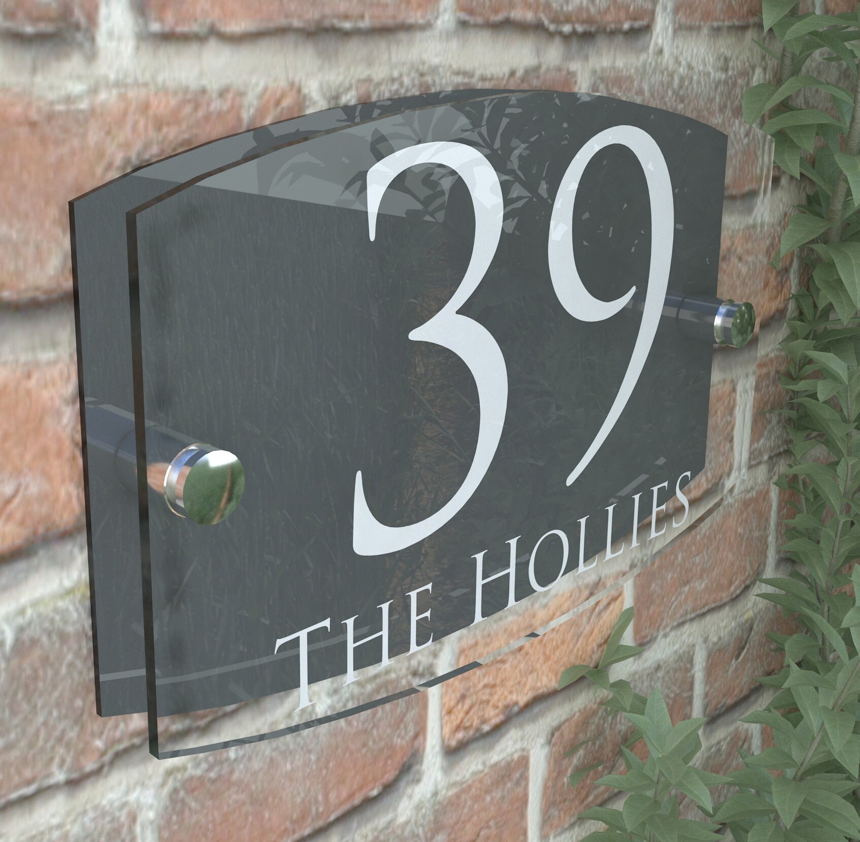 K Smart Sign Modern House Signs Plaque Door Number Street Glass Effect ...