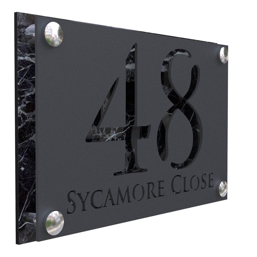 K Smart Sign | Simpatico | Laser Cut 3d House Door Number Signs Gray ...