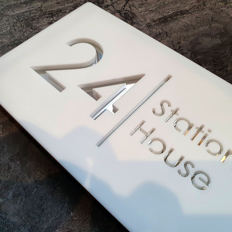 K Smart Sign Bellissima H2 Laser Cut Matt White & Silver | Etsy