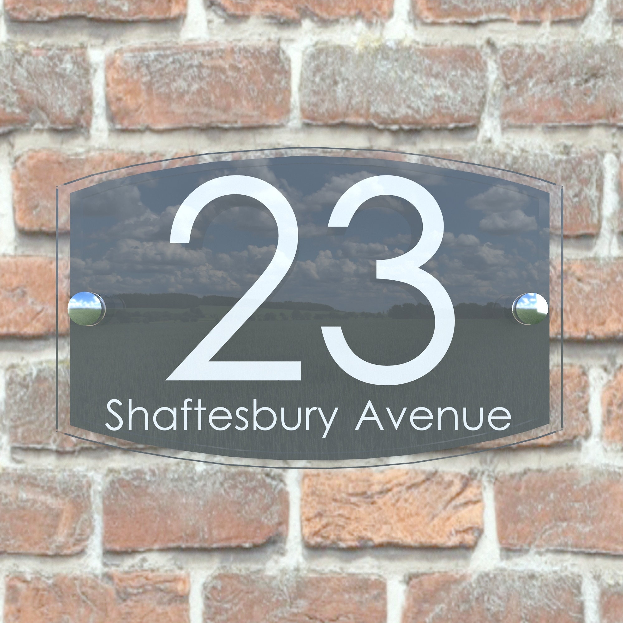 K Smart Sign Modern House Signs Plaque Door Number Street Glass Effect ...