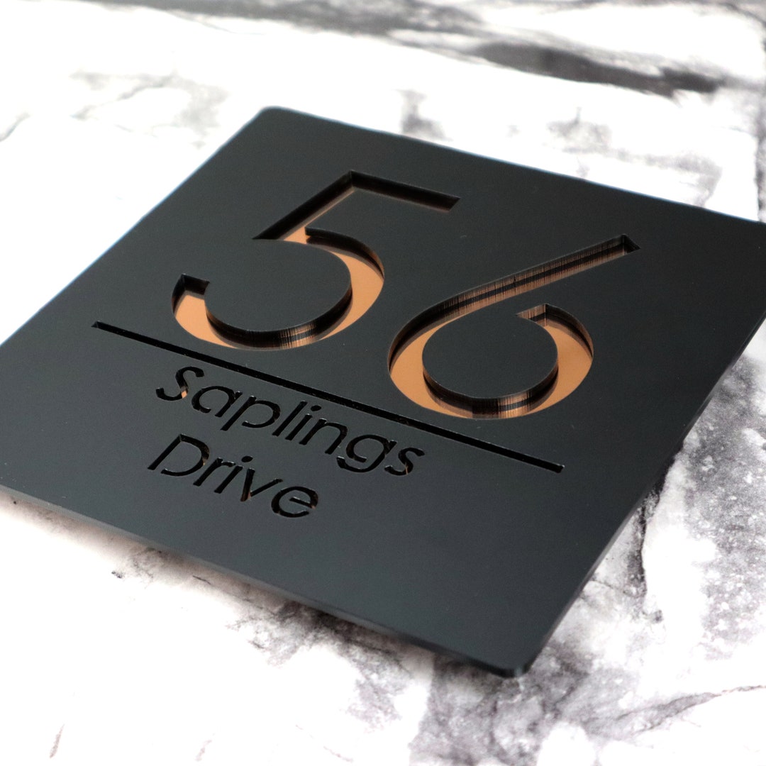K Smart Sign | Bellissima S1 F31 | Laser Cut Matt Black & Copper Mirror ...