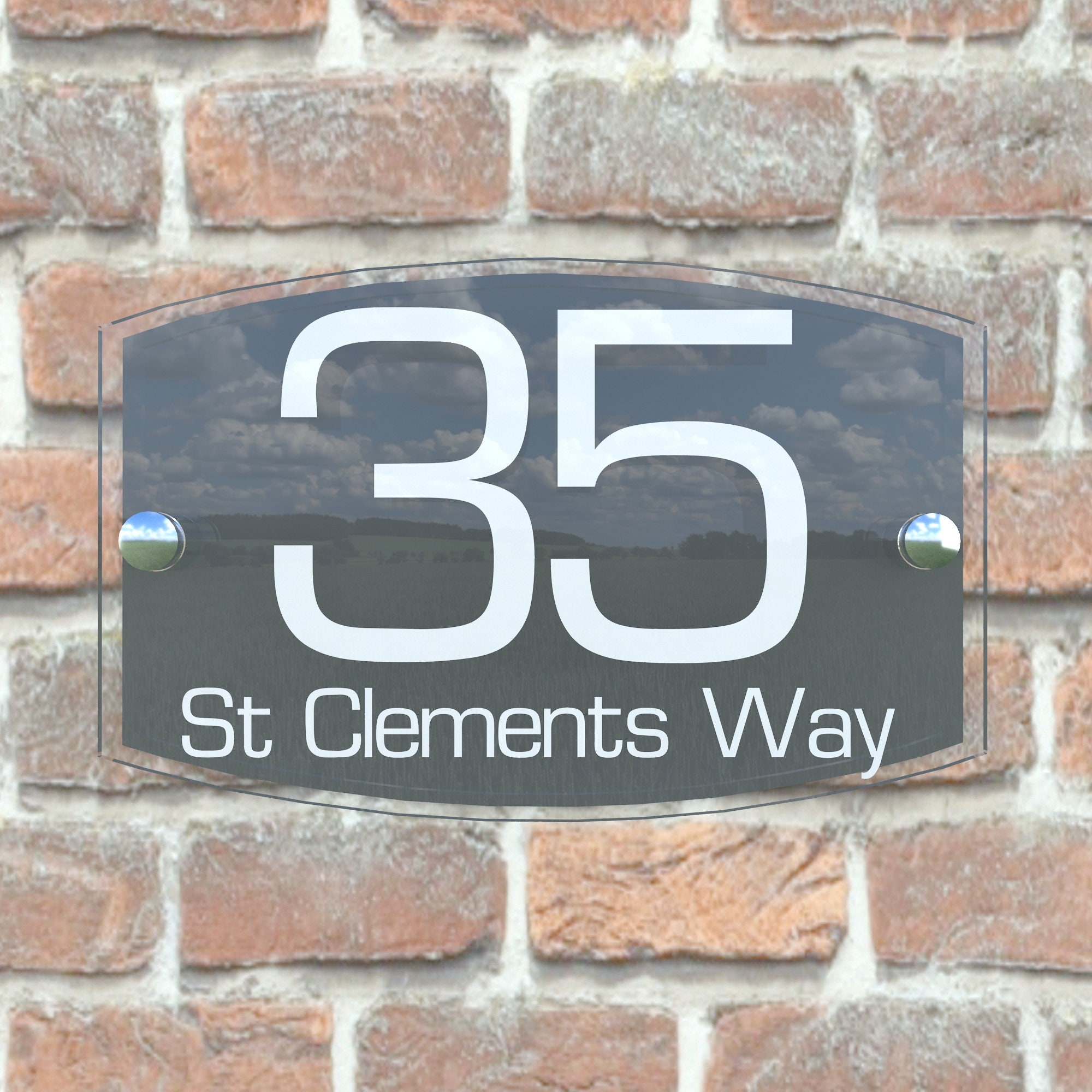 K Smart Sign Modern House Signs Plaque Door Number Street Glass Effect ...