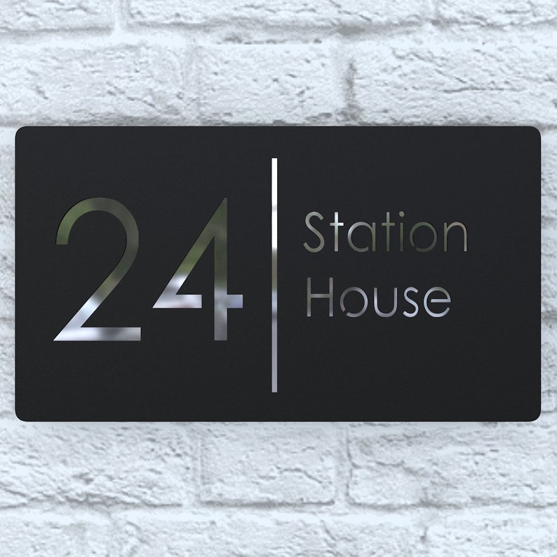 K Smart Sign Bellissima H2 Laser Cut Matt Black & Silver | Etsy