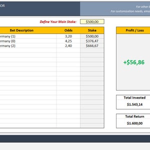Sports Arbitrage Calculator Excel Template to Calculate Odds and Stakes ...