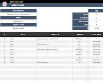 Issue Tracker Excel Template Track Project Management Task Tracker ...