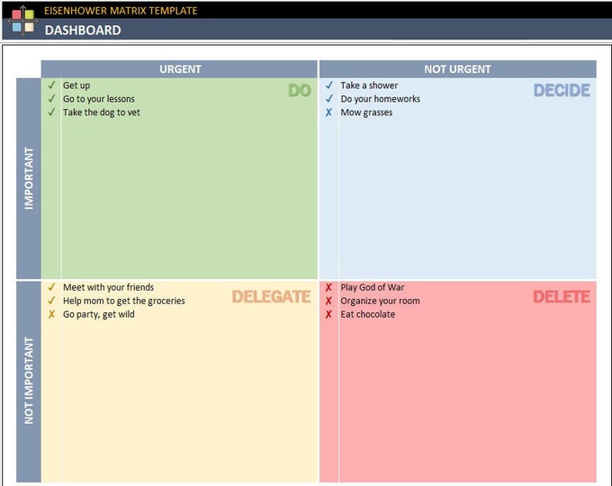 Eisenhower Matrix Template Excel Template Task Priority - Etsy UK