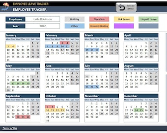 Staff Holiday Planner Excel Template