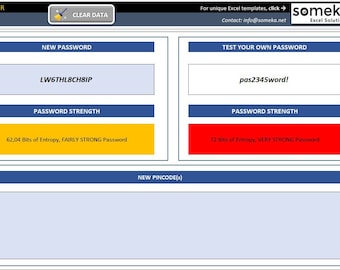 Excel Password Template - Etsy