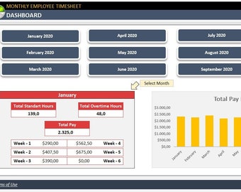 Monthly Employee Timesheet Excel Template Employee Work Schedule Staff ...