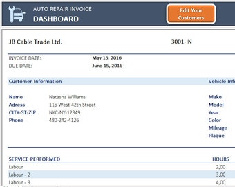 Auto repair invoice | Etsy