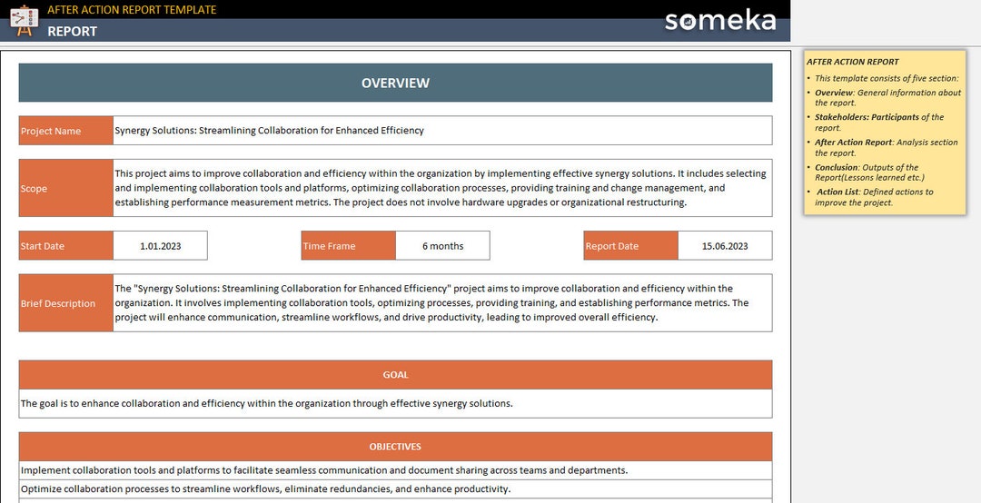 After Action Report Excel Template: Printable AAR Form - Etsy
