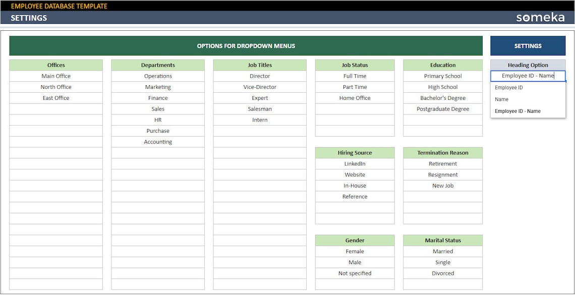 Employee Database Google Sheets HR Database Template Human Resources ...