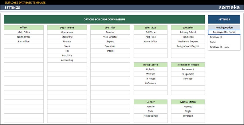 Employee Database | Google Sheets | HR Database Template | Human ...