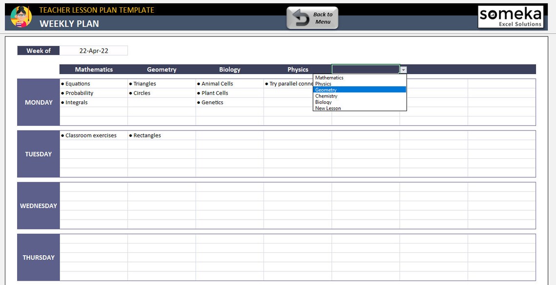 Teacher Lesson Plan Excel Template: Weekly & Daily Planner (digital) - Etsy
