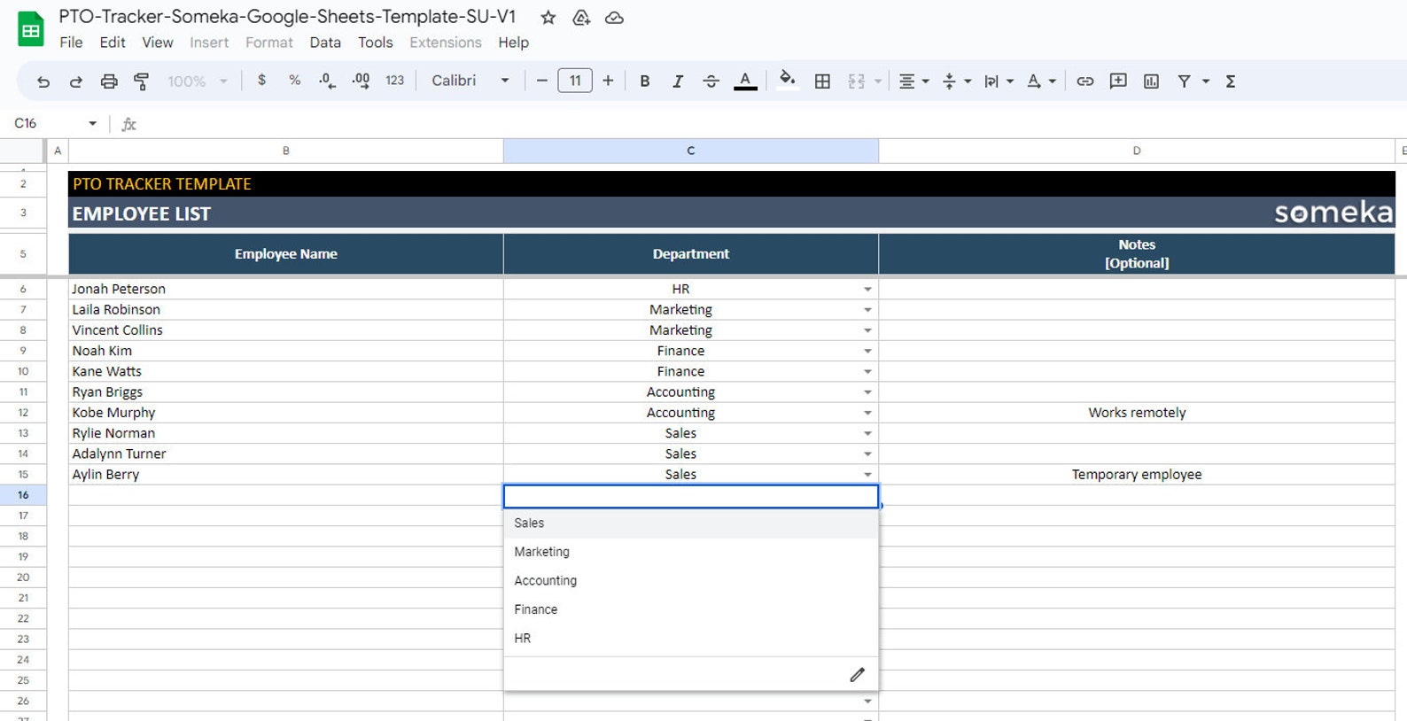 PTO Tracker Google Sheets Template: Employee Leave Calendar - Etsy