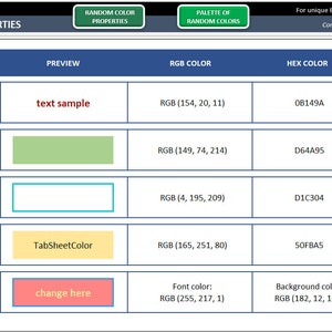 Color Palette Generator | Excel Template | Color Samples in Excel ...