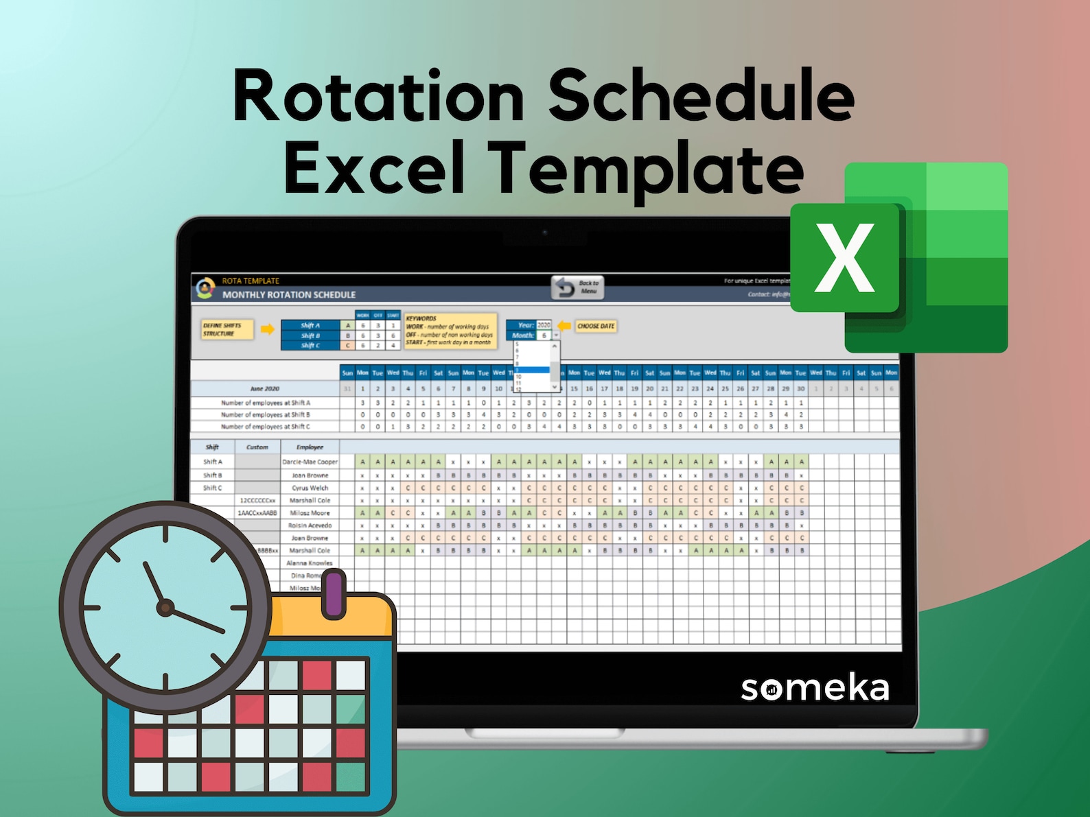 Employee Rotation Schedule Excel Template: Staff Planner Worksheet - Etsy