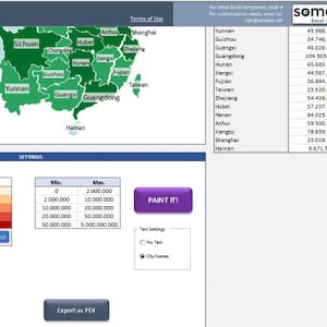 China Heat Map Excel Template | Geographic Data Visualization ...