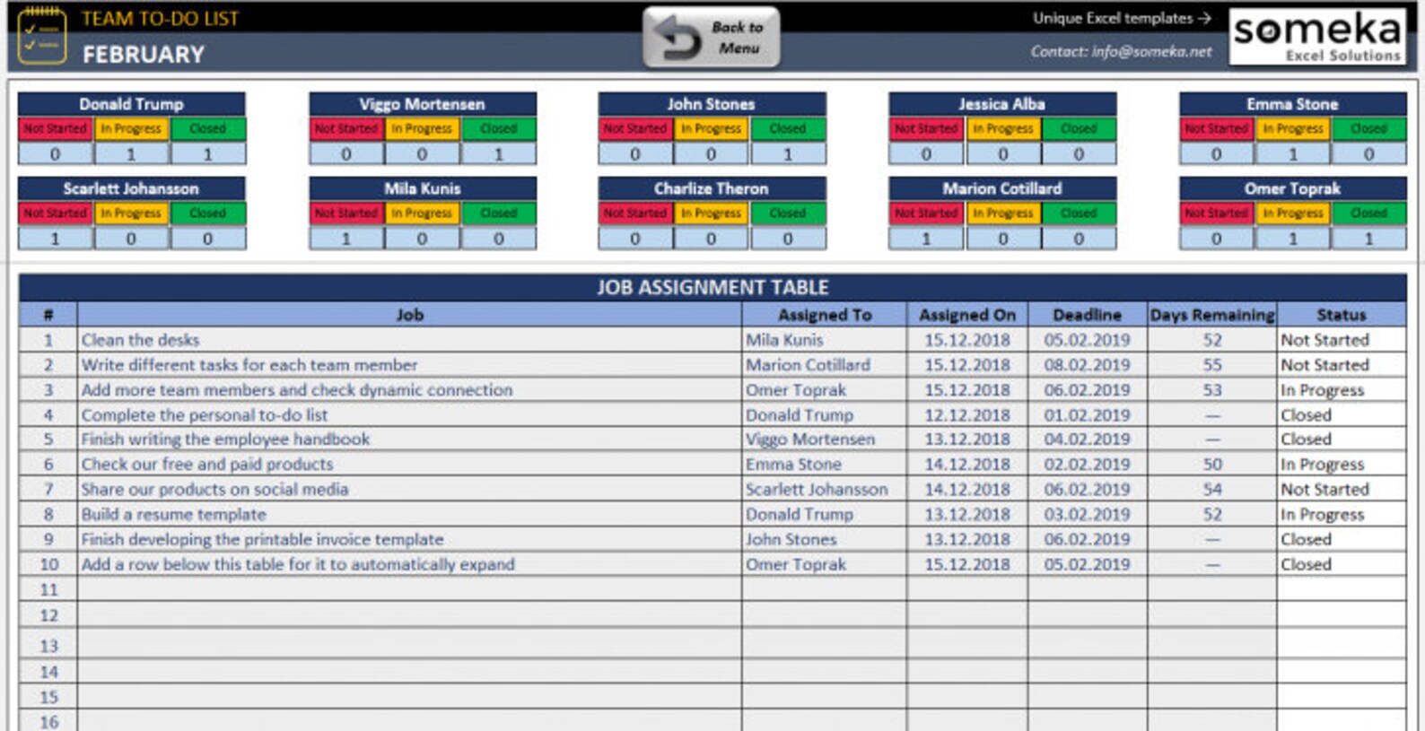 Team To Do List Template Excel Task Tracker Todo List | Etsy