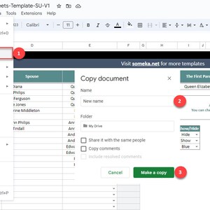 Family Tree Generator: Genealogy Chart, Google Sheets Template - Etsy