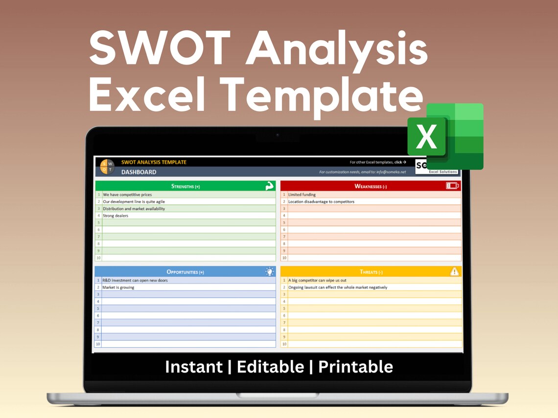 SWOT Analysis Excel Template | Strengths, Weaknesses, Opportunities ...