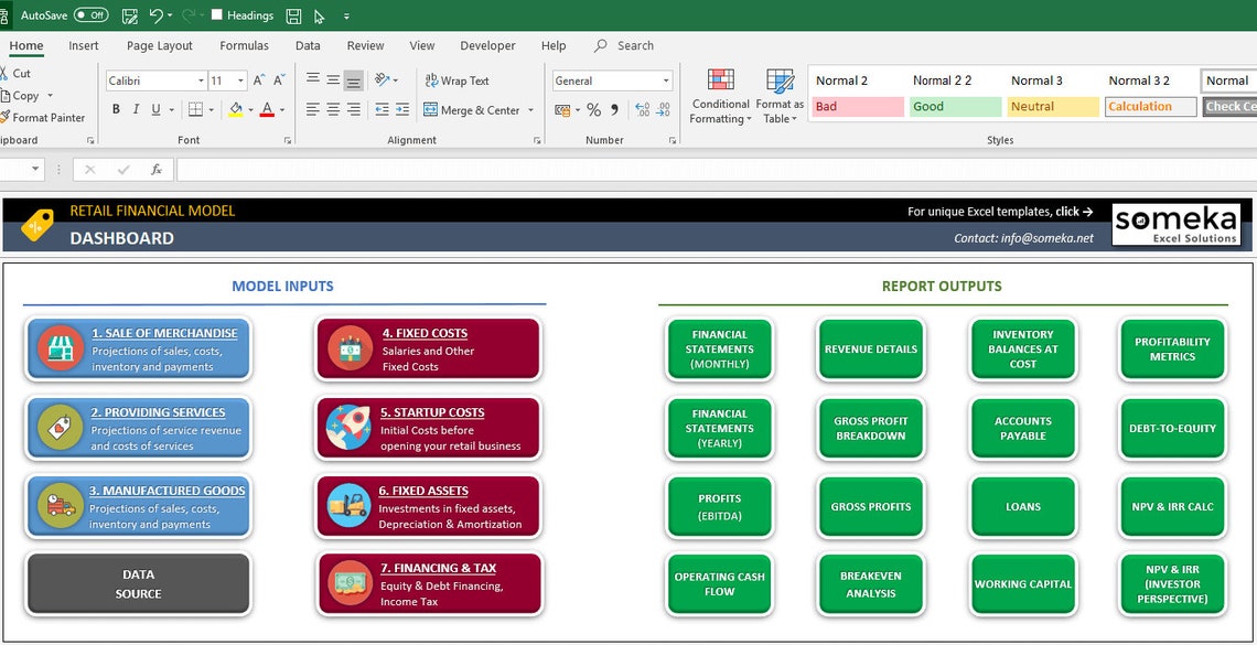 Retail Business Financial Model | Excel Template & Planner - Etsy