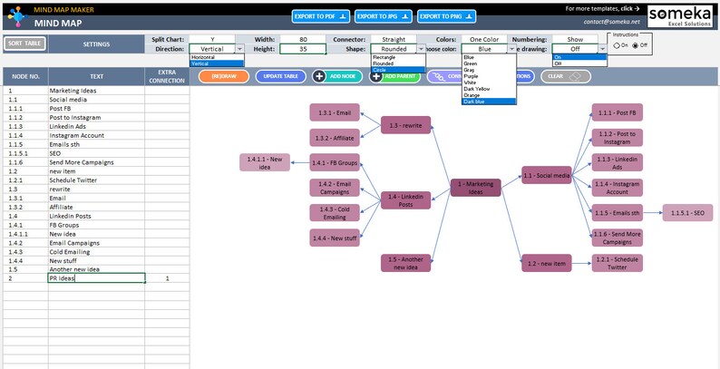 Mind Map Maker: Brainstorming Excel Template - Etsy