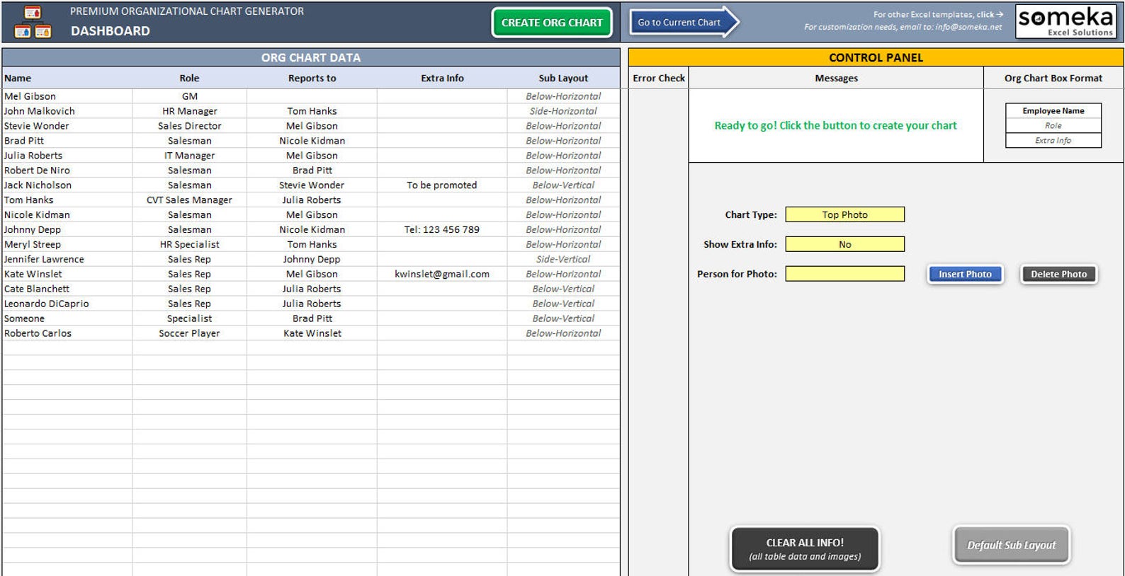 Automatic Org Chart Maker: Excel Template With Photos (ready to Print ...