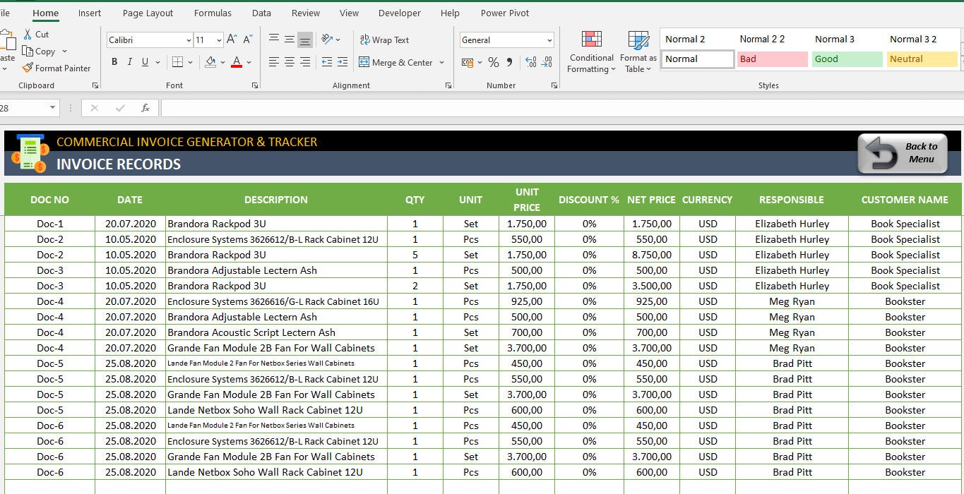 Invoice Tracker Excel Template