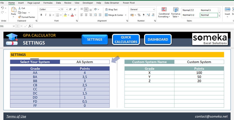 GPA Calculator | Excel Template With Term Planner - Etsy Hong Kong