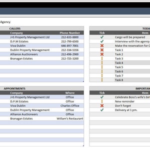 Executive Assistant Daily Checklist in Excel | Printable Spreadsheet ...
