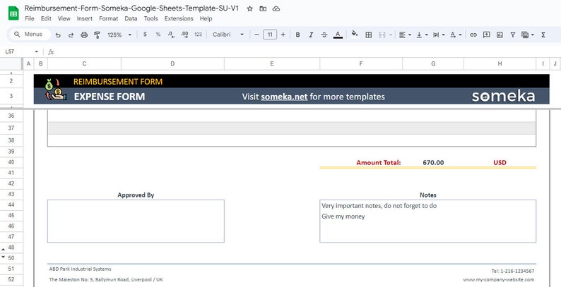Expense Reimbursement Form: Printable Google Sheets Template - Etsy