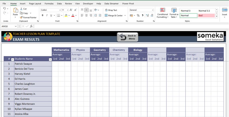 Teacher Lesson Plan Excel Template Digital Teacher Planner - Etsy