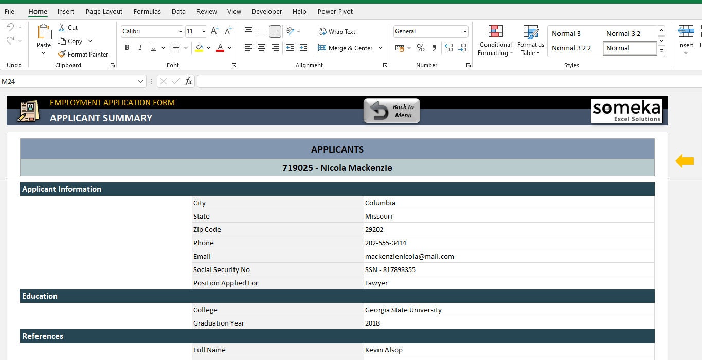 Job Application Excel Template Excel Template Job Application Hiring ...
