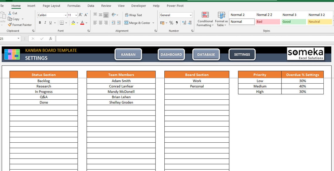 Kanban Board Excel Template | Agile Project Management | Task Tracker ...